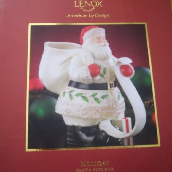 Lenox | Dining | Rare Lenox Holiday Santa Pitcher 48 Oz 9 Beautiful For ...